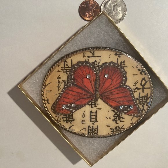 Accessories | Vintage Metal Belt Buckle Epoxy Butterfly With Crystal ...